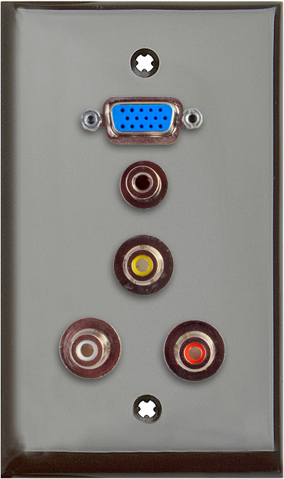 My Custom Shop 1-Gang Brown Lexan Wall Plate w/ 1-VGA Female Barrel/3 ...