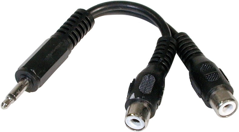 Connectronics Mini Mono Male to Dual RCA Female Y-Cable 6 Inch