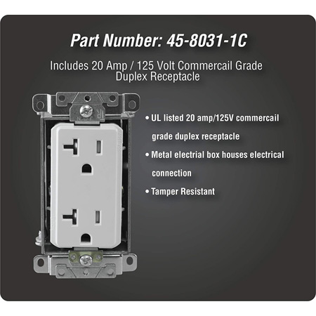 Datacomm 45-8031-1C Connected Media Box with Duplex 20A/125V Commercial ...