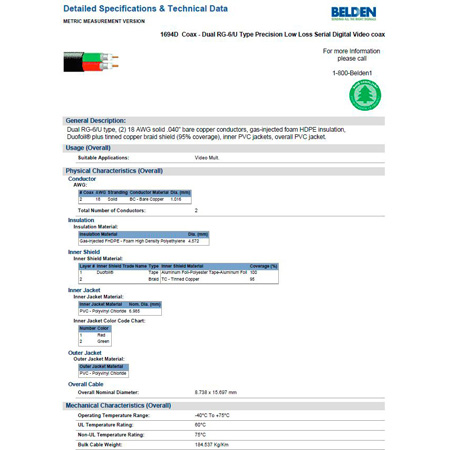 Belden 1694D 18 AWG Dual RG-6/U Serial Digital Coax - Black - 1000 Foot ...
