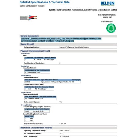 Belden 5200FE Non-Paired Beldfoil Security / Alarm Cable - 1000 Foot