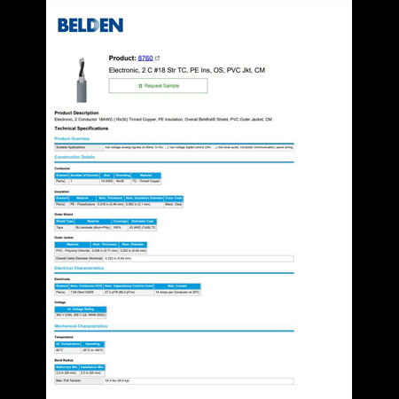 Belden 8760 Low Voltage 1-Pair Microphone & Electronic Multi-Pair Cable ...