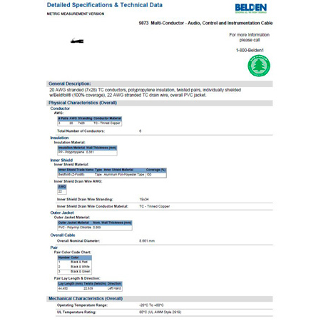 Belden 9873 Paired - Audio - Control and Instrumentation Cable - 500 Foot