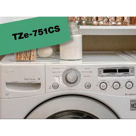 Brother TZe-751CS 0.94 in x 26.2 Foot Black Ink on Green Label for P ...