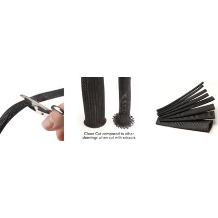 Techflex CCP0.75 3/4-Inch Flexo Clean Cut Fray-Resistant Expandable Braided Sleeving - Black ...