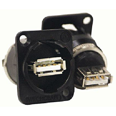 Switchcraft EHUSBAABX EH Series USB to USB-A Feedthru Jack - Black