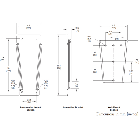 JBL MTC-CBT-FM2 Flush Mount Wall Bracket for CBT70J-1 and 70J-1/JE-1 ...