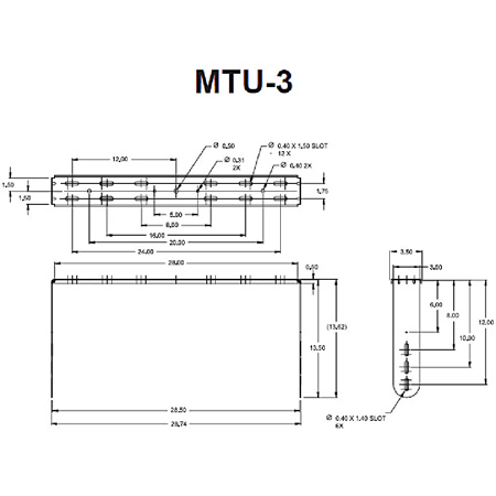 JBL MTU-3 AE Series 28-1/2 Inch U-Bracket - Black