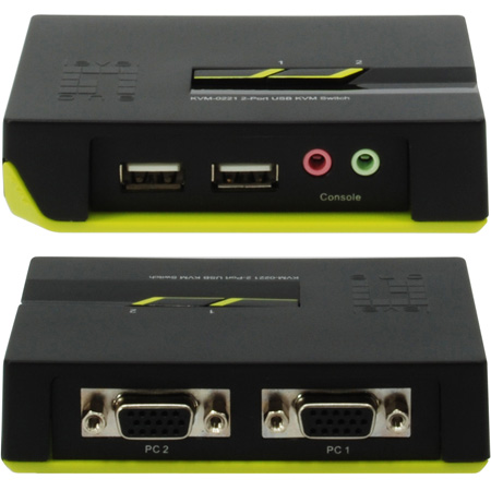 LevelOne KVM-0221 2-Port USB VGA KVM Switch - Audio Support