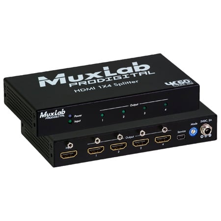 MuxLab 500426 4K60 Ultra HD HDMI 1x4 Splitter