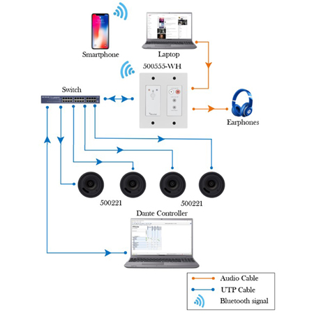 MuxLab 500555 Bluetooth and Analog Audio to Dante Interface 2-Gang ...