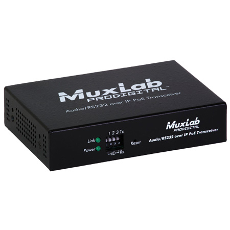 MuxLab 500755 Audio / RS232 over IP PoE Transceiver