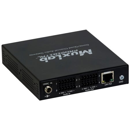 MuxLab 500765 Dante/Quad Channel Audio PoE Gateway