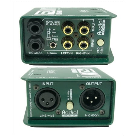 Radial ProAV1 Passive 1 Channel DI w/RCA 3.5mm XLR & 1/4in Inputs