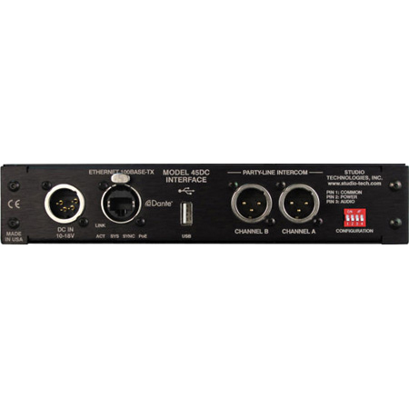 Studio Technologies Model 45DC Dante to 2-Channel Party Line Intercom Interface