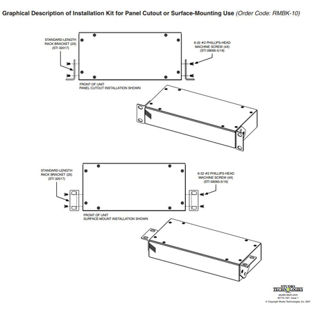Studio Technologies RMBK-10 Rackmount Installation Kit for Panel Cutout ...