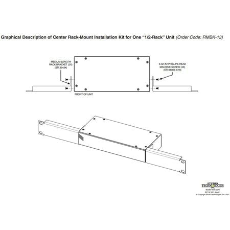 Studio Technologies RMBK-13 Center Rack-Mount Installation Kit for One ...
