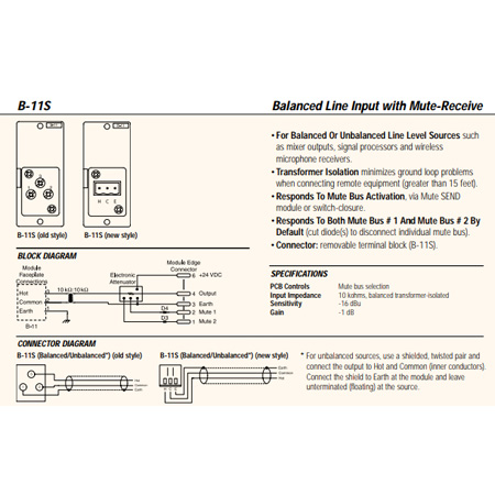 TOA B-11S T 900 Series Balanced Line Input Module - 10k Ohms ...