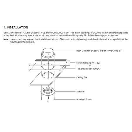TOA HY-BC-580U Back-Can for PC-580RU Ceiling Speaker