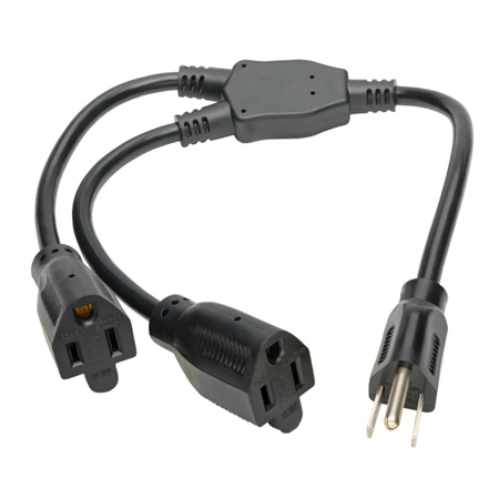 Tripp Lite P024-18N-13A-2R Standard Power Extension Cord Y Splitter Cable 13A 16 AWG (NEMA 5-15P ...