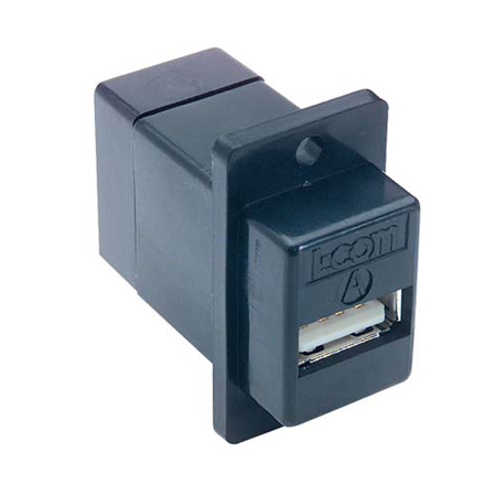 Connectronics Chassis Mount USB Adapter B-A - Black