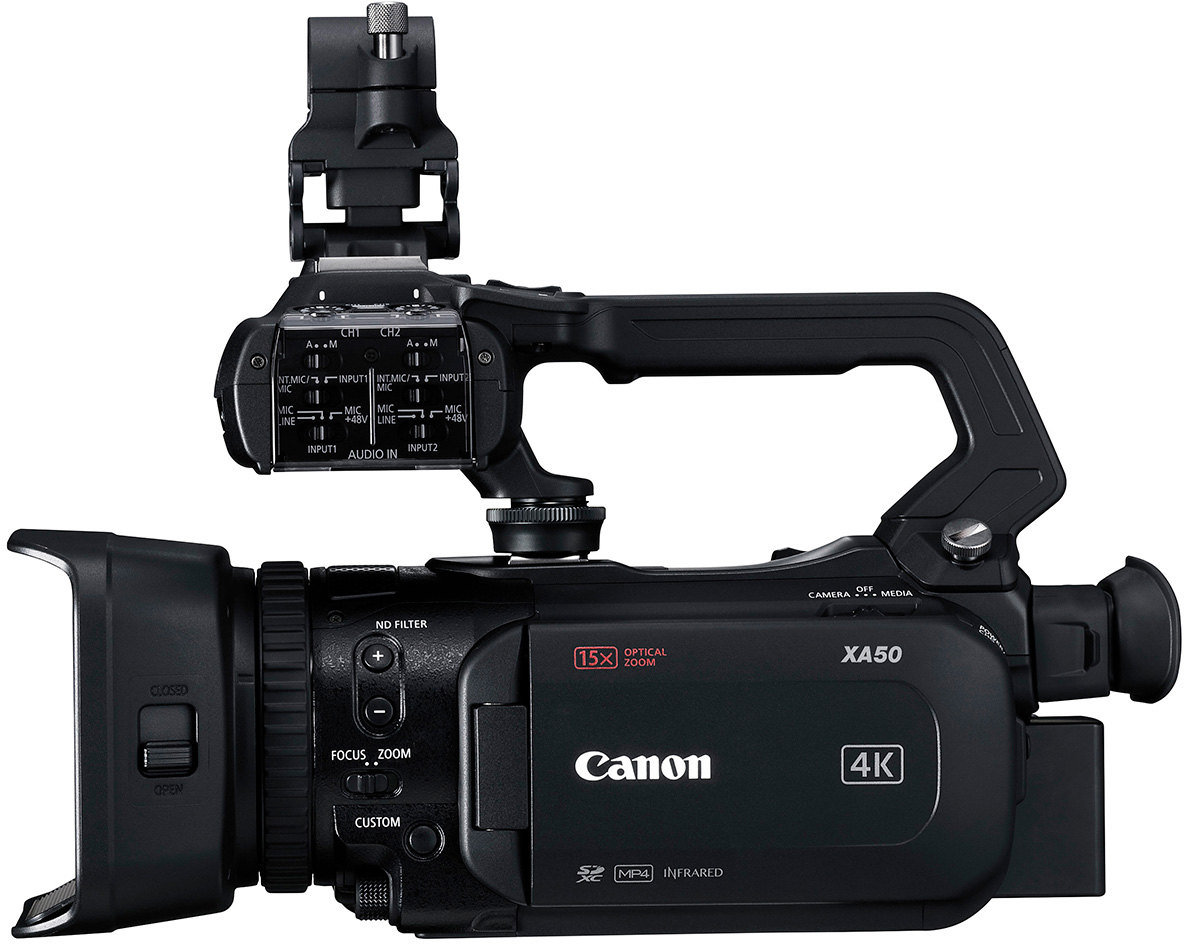 Canon XA50 Pro Camcorder with Lens Hood/BP-820 Battery Pack/Mic Holder ...
