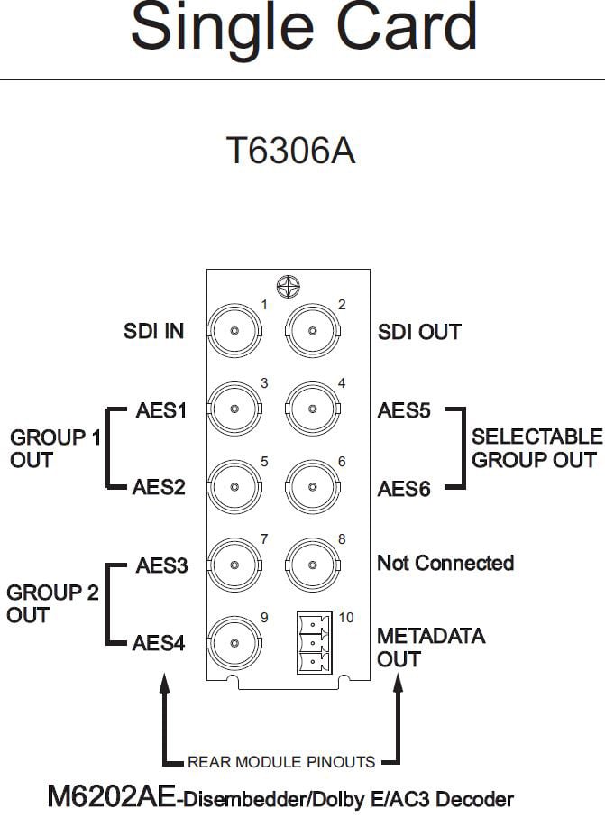 Ward-Beck T6306A Single Card 9 BNC/1 3-Pin Terminal Block Rear Module