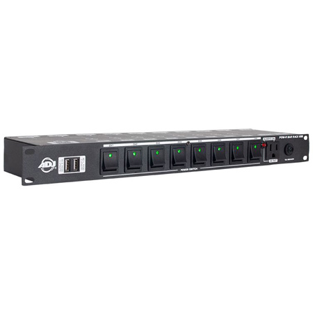ADJ POW074 POW-R BAR RACK USB 19-inch Rack AC Power Center with 8x ...