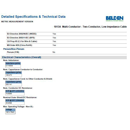 Belden 1813A Paired Two-Conductor 24 AWG Low-Impedance Audio Cable ...
