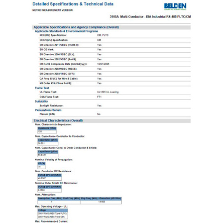 Belden 3105A Automation and Process Control Cable - 500 Foot