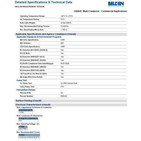 Belden 5506UE 22AWG Security and Sound Cable - Gray - 1000 Foot