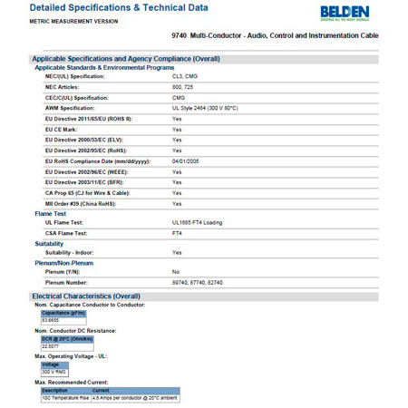 Belden 9740 1 Pair 18AWG Audio Control & Instrumentation Cable - 500 Foot