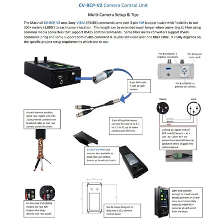Marshall CV-RCP-V2 5 inch TFT Touchscreen RCP Camera Control w/Adjust & Match & XLR