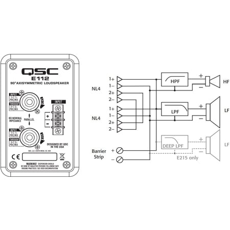 QSC E112 12-Inch Trapezoidal 2-Way 400/1600 Watt Externally Powered ...