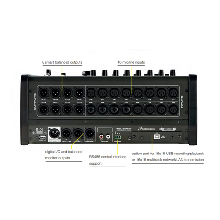 Studiomaster DigiTrack18 20 Input Digital Mixing Console with USB MULTITRACK Recording - 16 XLR ...