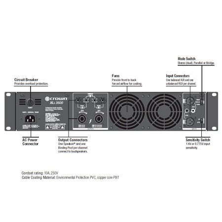 Crown XLi800 600 Watt 2 Channel Audio Power Amp