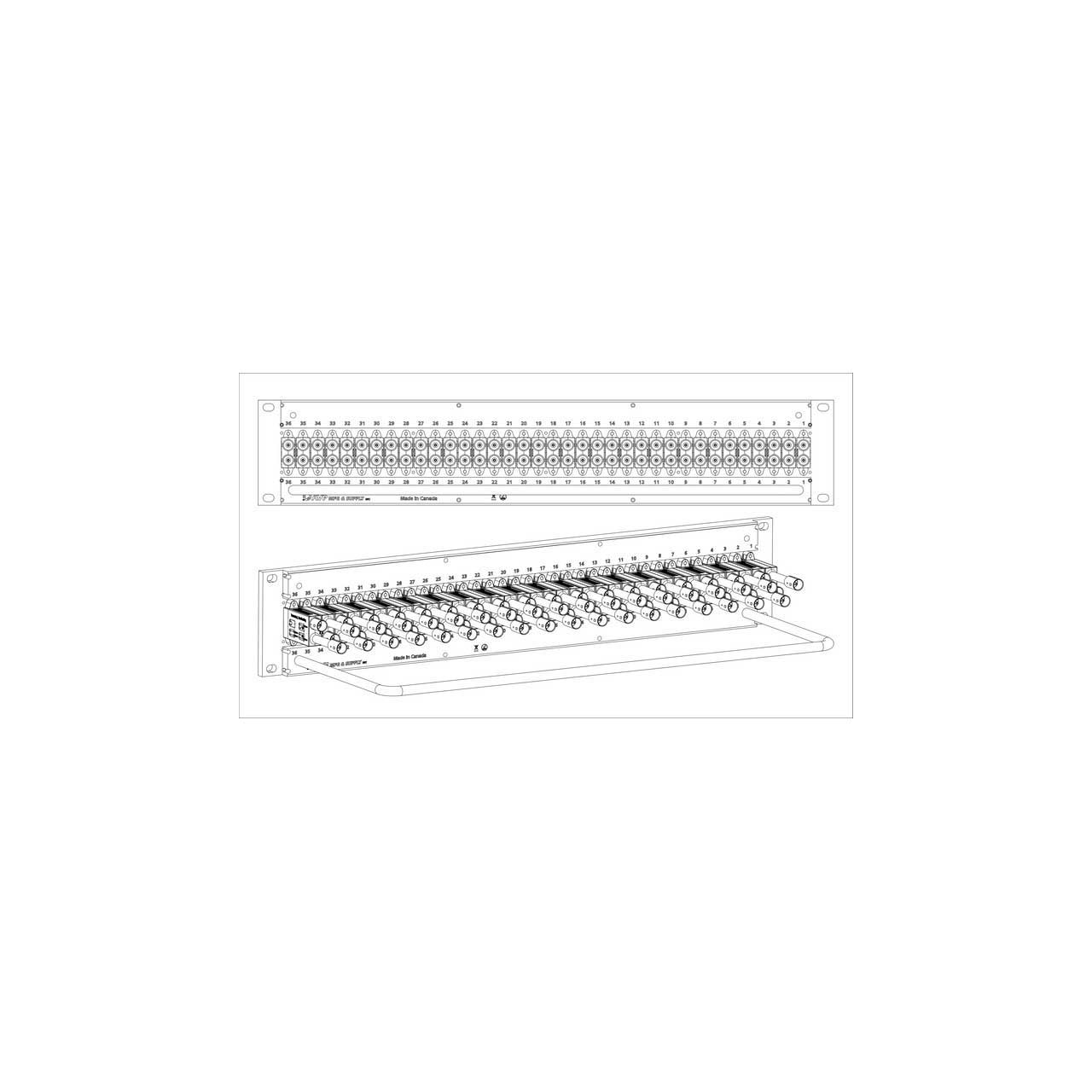AVP AV-D236E2-AM75-B21 2 RU Midsize (Mini-WECO) Video Patch Panel - 2 x 36 - Non-Normaled ...