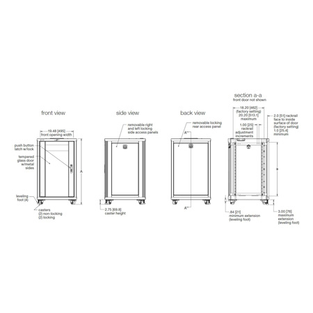 Middle Atlantic Essex RCS 18RU Pre-Configured Rack - Floor Rack