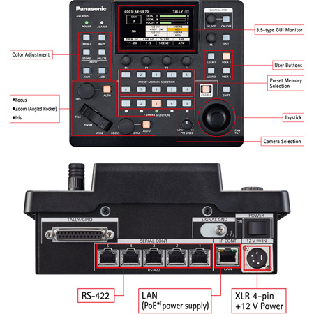 Panasonic AW-RP60GJ Compact Remote PTZ Camera Controller with PoE and 3 ...