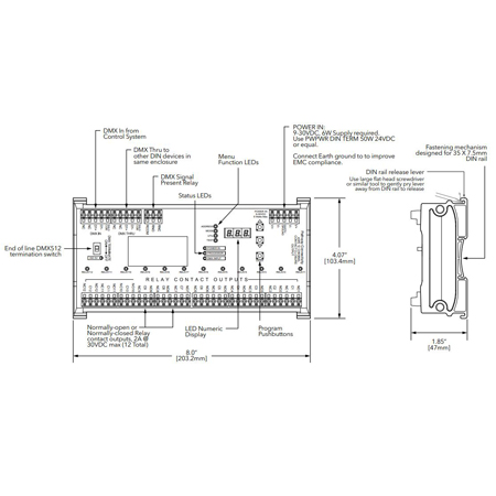 Pathway PWINF-DIN-CC DMX to Analog Interface - DIN-mount - 12 Contact ...