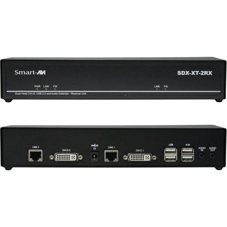 Smart-AVI SDX-XT-2P-S 4K Dual Head DVI-D - USB 2.0 - Audio - CAT5/5e/6 Extender
