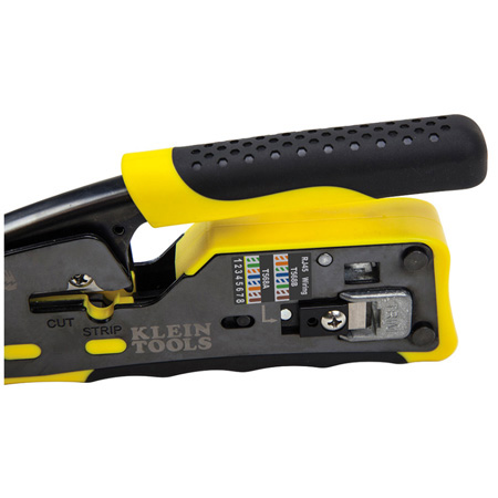 Klein Tools VDV226-110 Pass-Thru Modular Crimper Tool - Yellow/Black