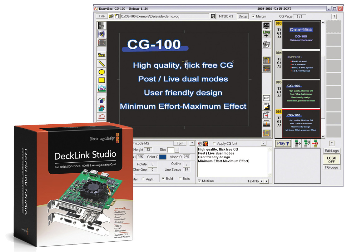 Datavideo CG-100STUDIO K Standard Definition CG Software with Decklink ...